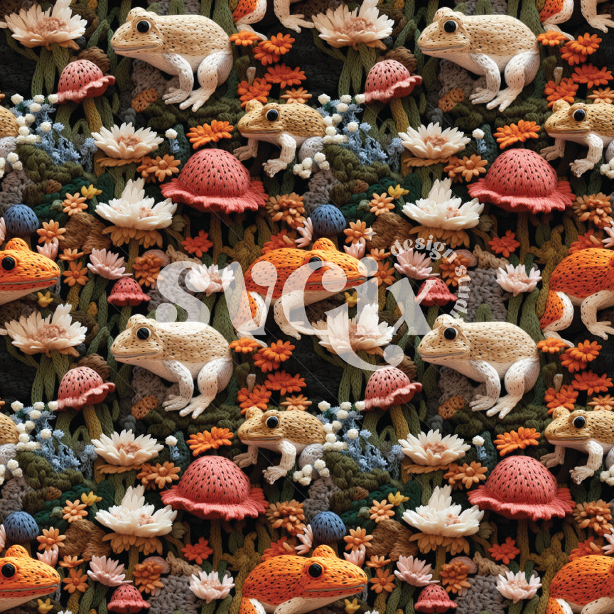 Cottagecore Toads Embroidery Seamless Pattern – SVGix